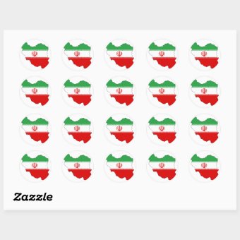 Iran flag map classic round sticker | Zazzle