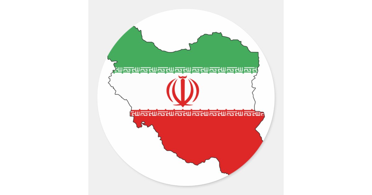 Iran flag map classic round sticker | Zazzle