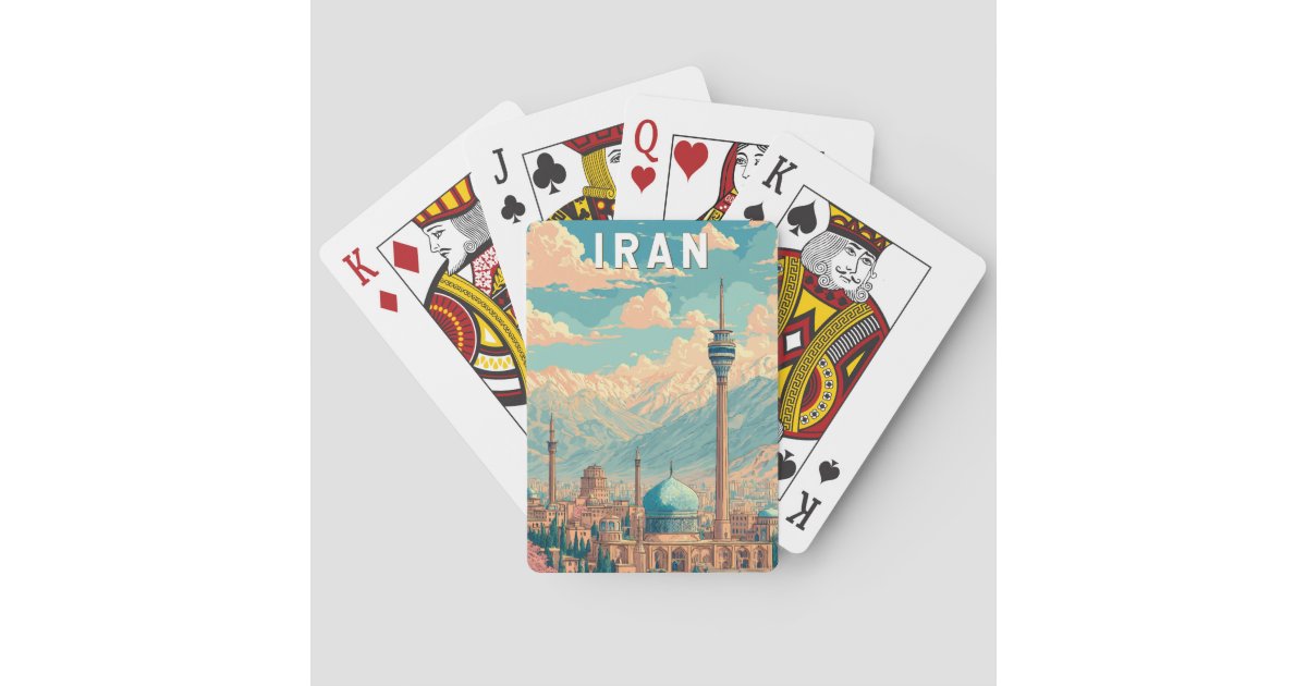 Iran Illustration Travel Art Vintage Poker Cards | Zazzle