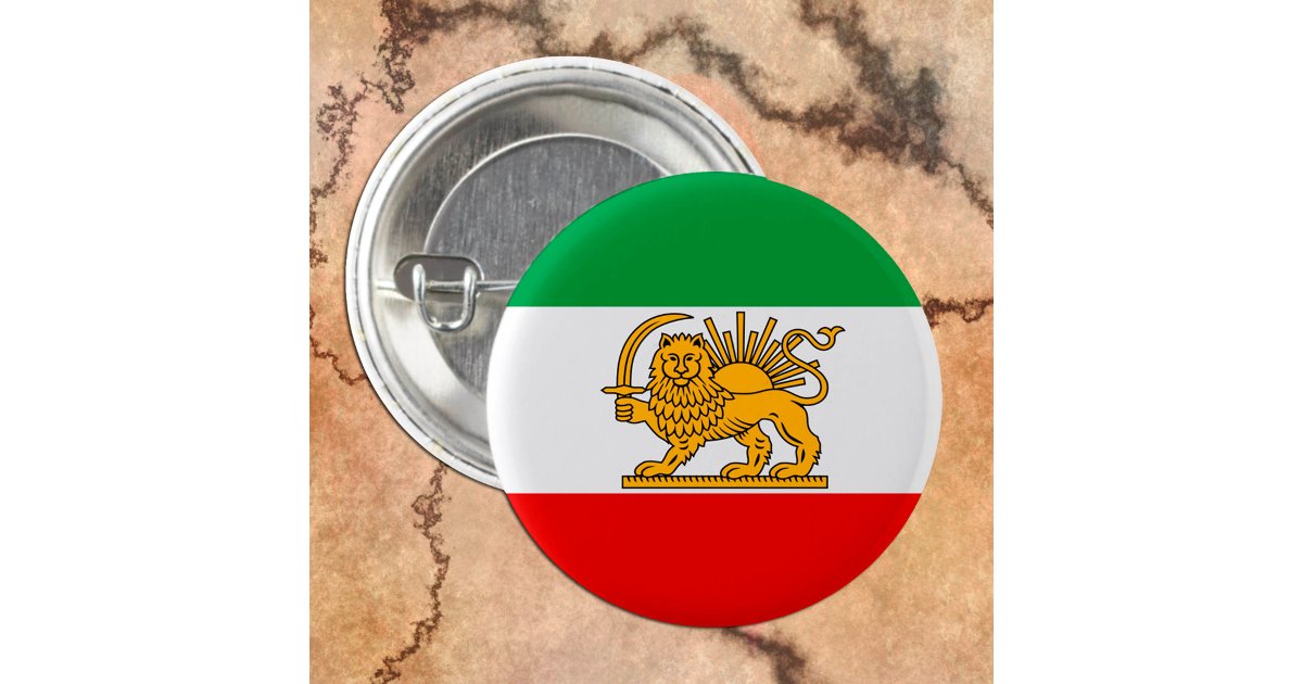 Iran, Persian flag with Lion, Shah of Iran Button | Zazzle