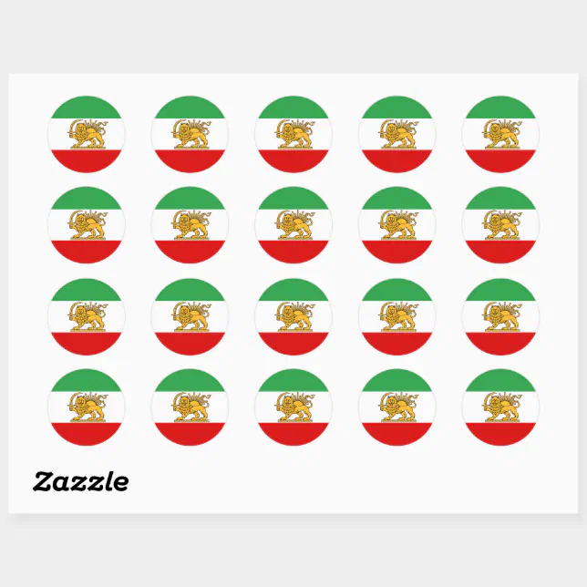 Iran, Persian flag with Lion, Shah of Iran Classic Round Sticker | Zazzle