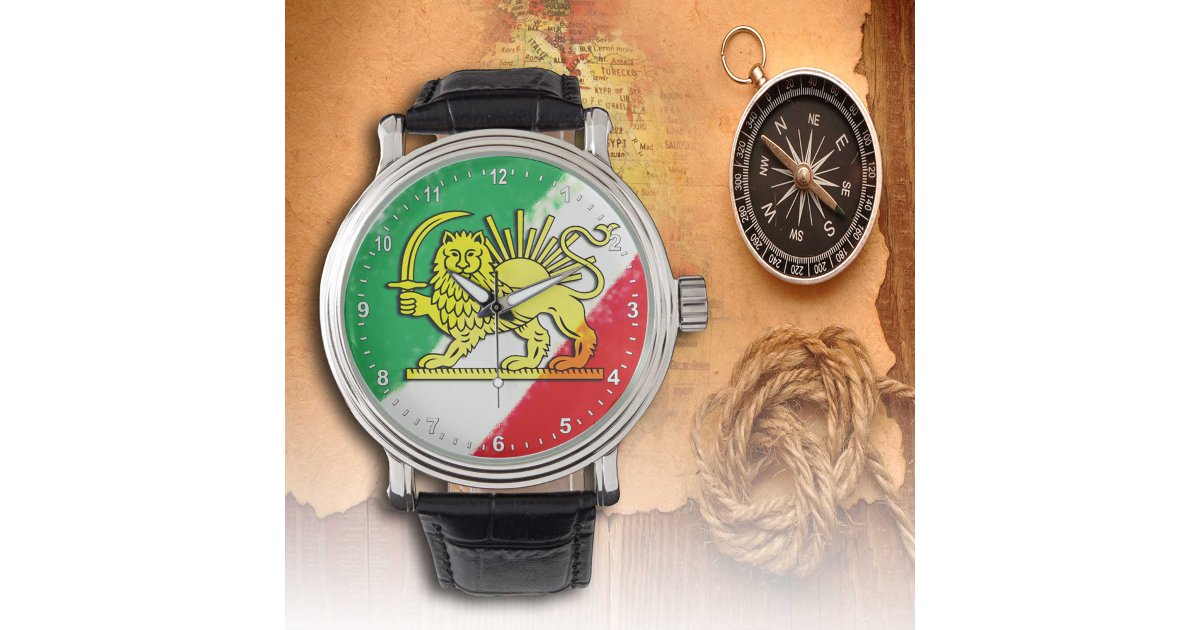 Iran, Persian flag with Lion, Shah of Iran Watch | Zazzle