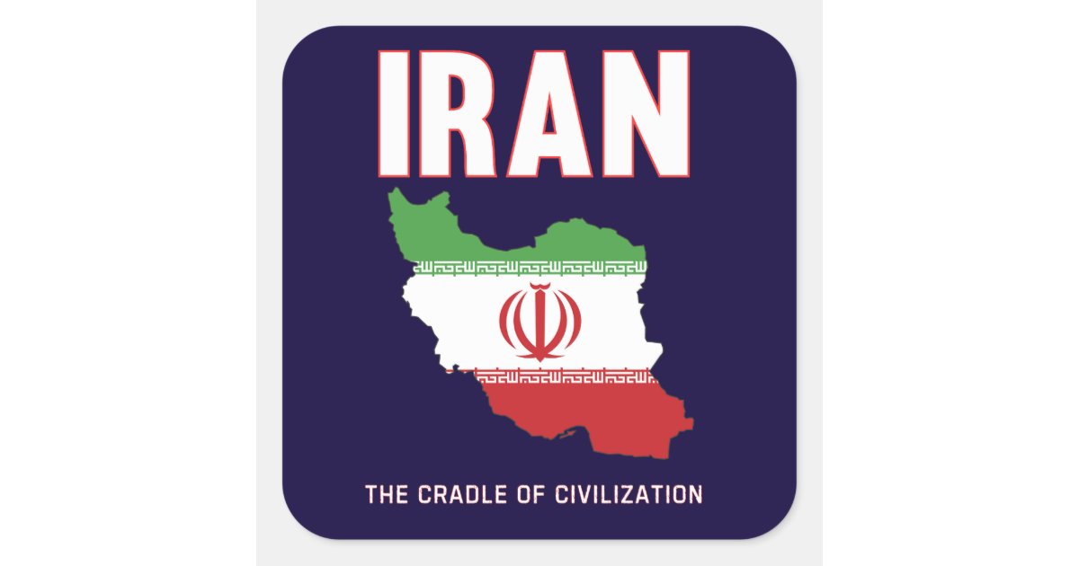 Iran Pride Iranian Flag Map Persia Square Sticker | Zazzle