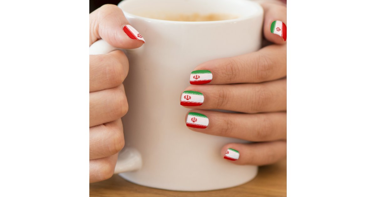Iranian flag nails minx nail wraps | Zazzle