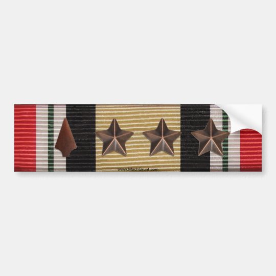 Iraq Campaign Ribbon Arrowhead & 3 Battle Stars Bumper Sticker | Zazzle.com