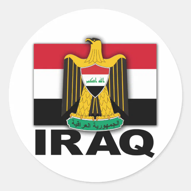 Iraq Coat of Arms Flag Classic Round Sticker | Zazzle