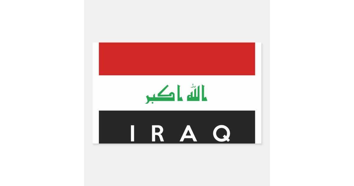iraq country flag symbol name text rectangular sticker | Zazzle