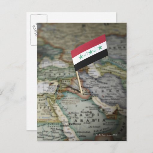Iraq flag in map postcard | Zazzle