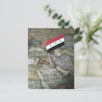Iraq flag in map postcard | Zazzle