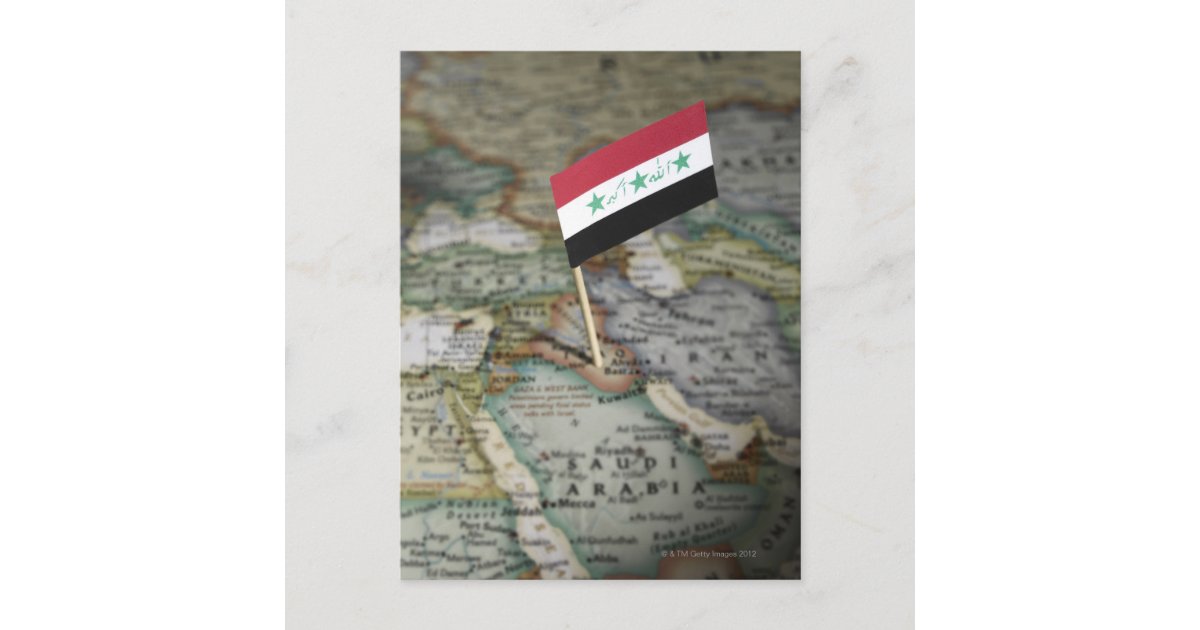 Iraq flag in map postcard | Zazzle
