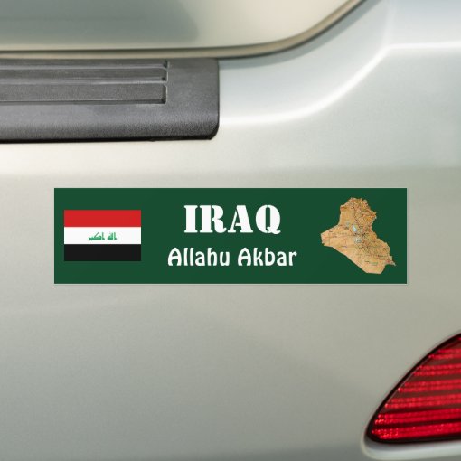 Iraq Flag + Map Bumper Sticker | Zazzle
