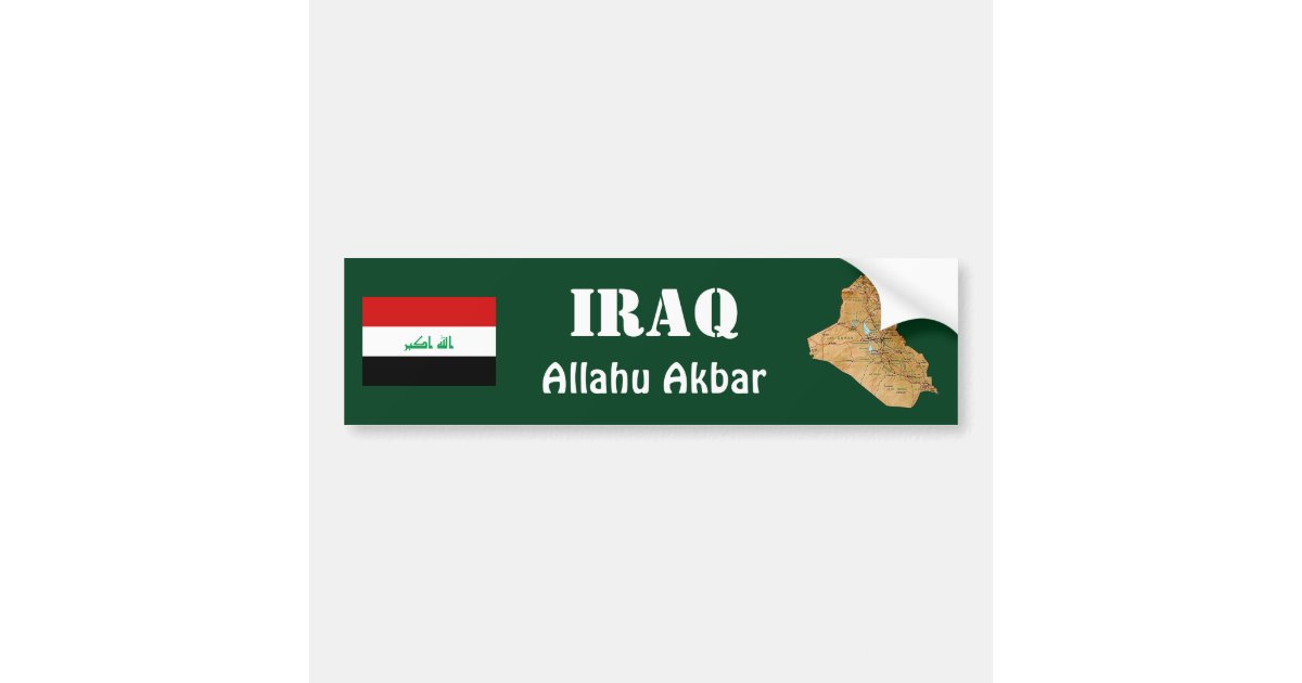 Iraq Flag + Map Bumper Sticker | Zazzle