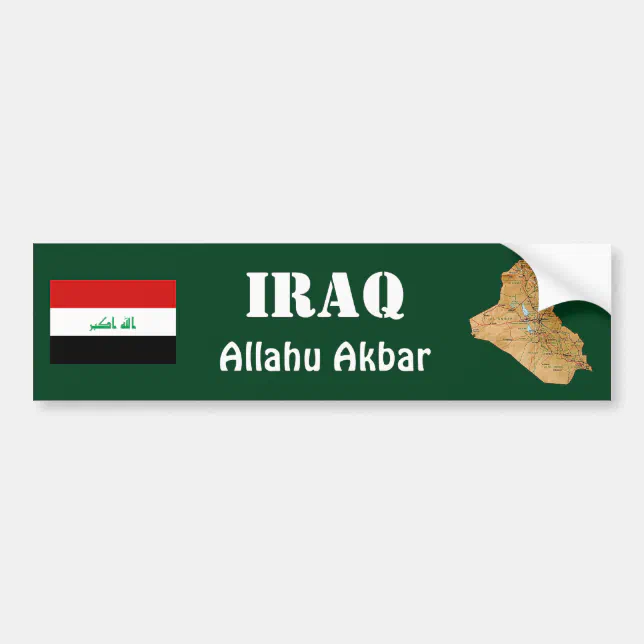Iraq Flag + Map Bumper Sticker | Zazzle