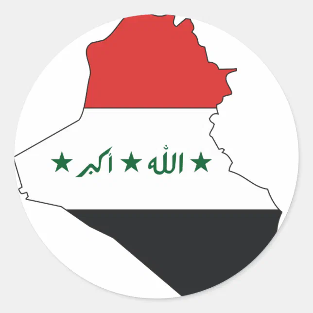 Iraq flag map classic round sticker | Zazzle