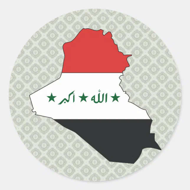Iraq Flag Map full size Classic Round Sticker | Zazzle