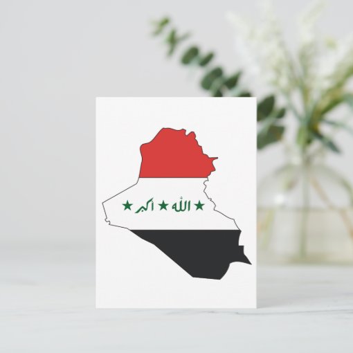 Iraq flag map postcard | Zazzle