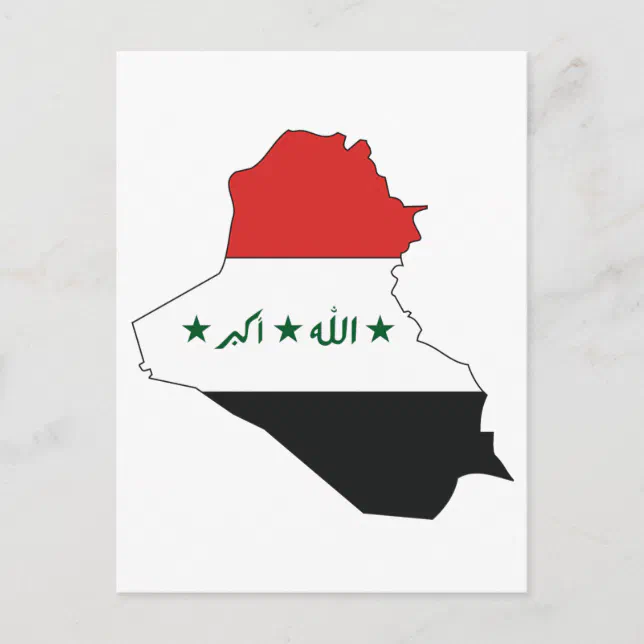 Iraq flag map postcard | Zazzle