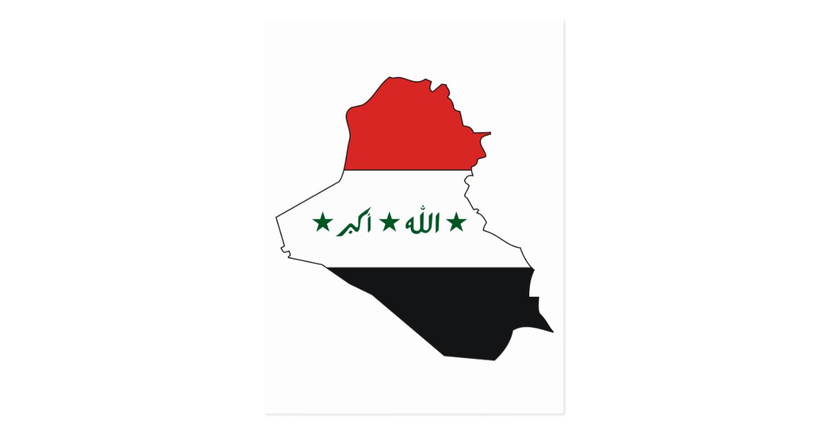 Iraq flag map postcard | Zazzle.com