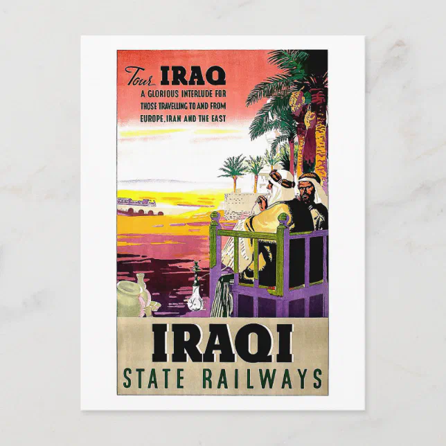 Iraq state railway, badouins, vintage travel postcard | Zazzle