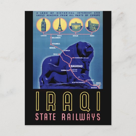 Iraq Vintage Travel Poster Restored Postcard | Zazzle.com