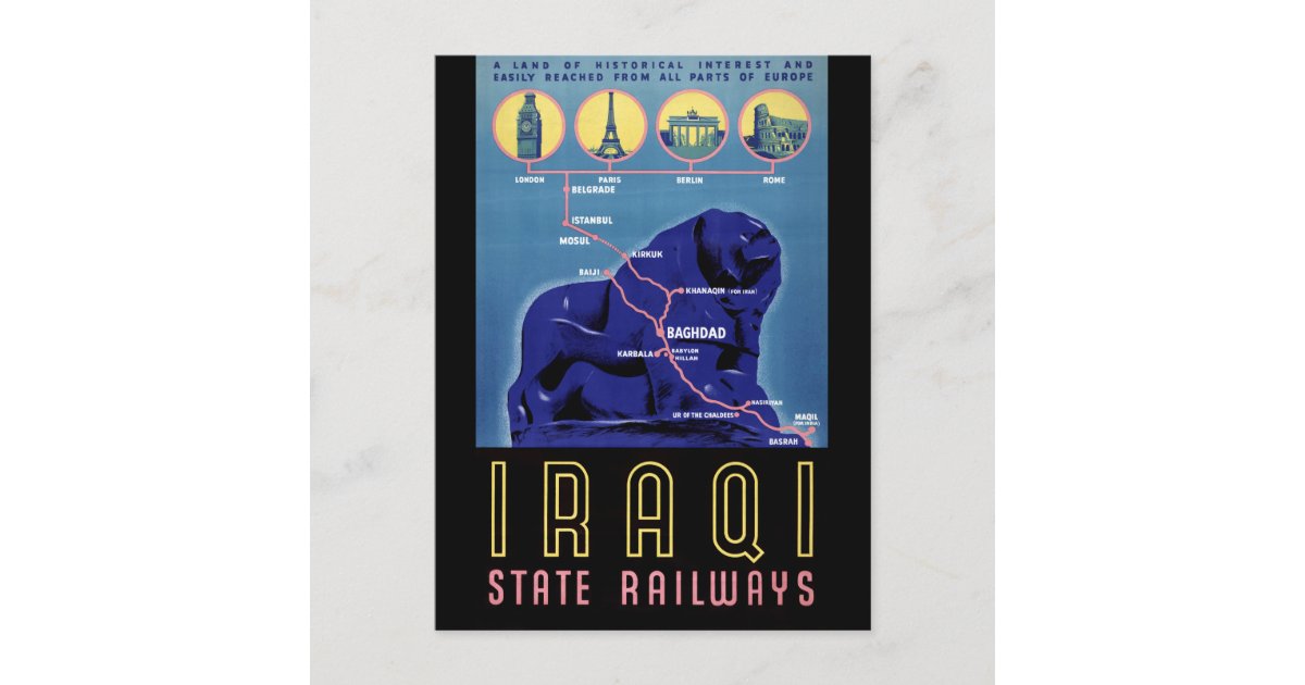 Iraq Vintage Travel Poster Restored Postcard | Zazzle