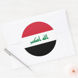 Iraqi Flag, Flag of Iraq Classic Round Sticker | Zazzle