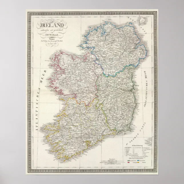 Ireland Atlas map Poster | Zazzle