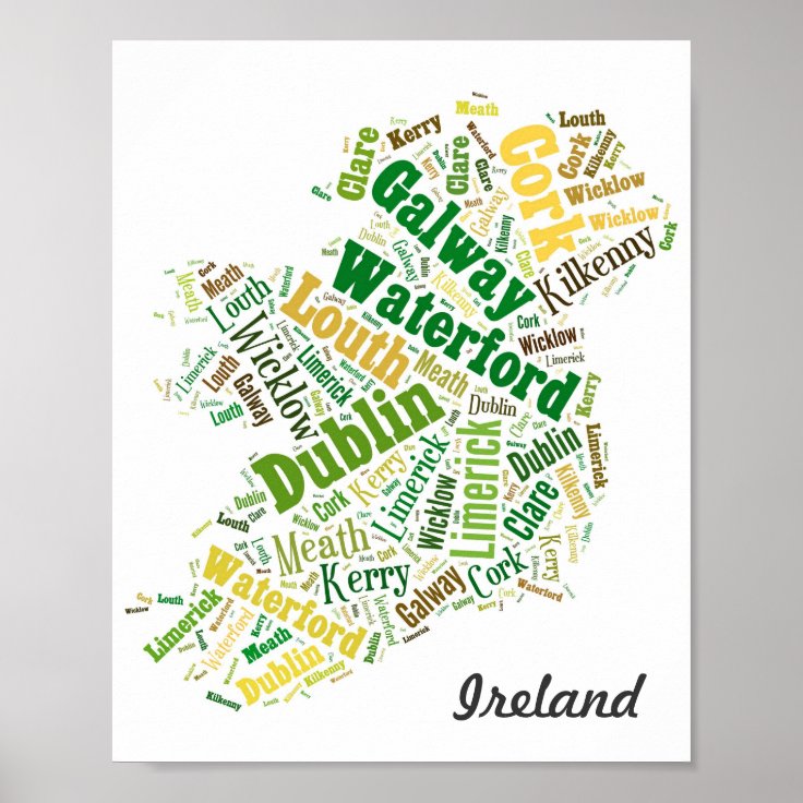 Ireland Cities Word Art Poster | Zazzle