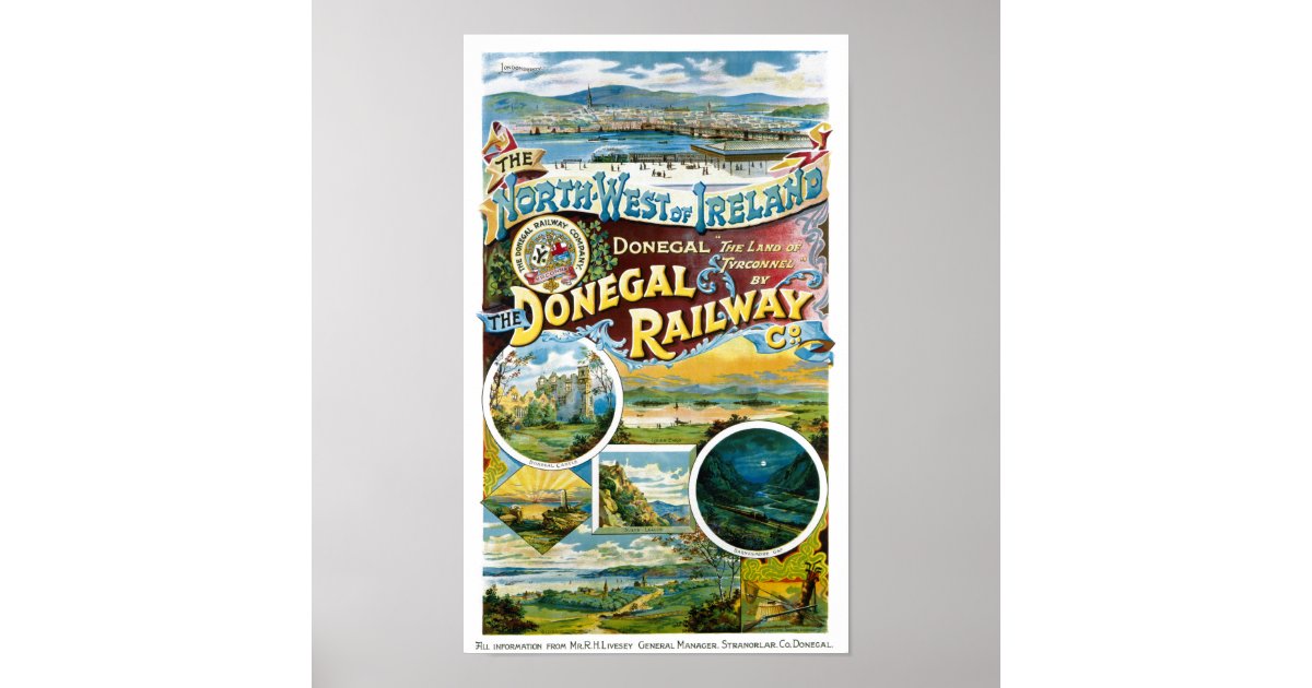 Ireland Donegal Railway Restored Vintage Poster | Zazzle