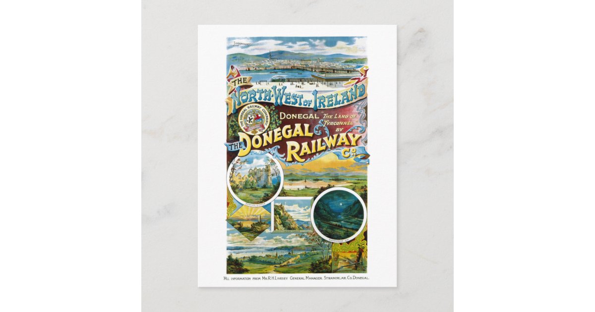 Ireland Donegal Railway Restored Vintage Poster Postcard | Zazzle
