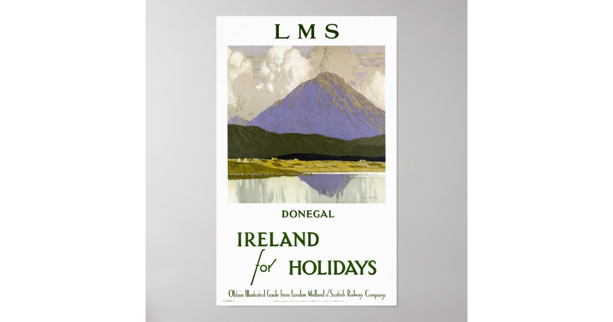 Ireland Donegal Restored Vintage Travel Poster | Zazzle