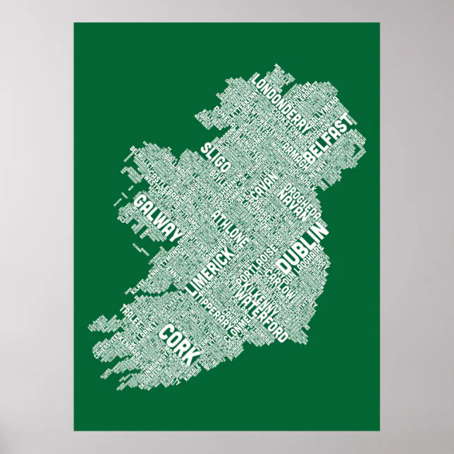Ireland Eire City Text map Poster | Zazzle