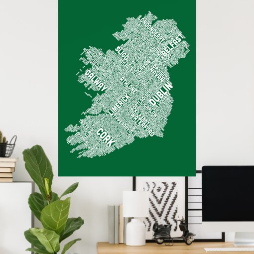 Ireland Eire City Text map Poster | Zazzle