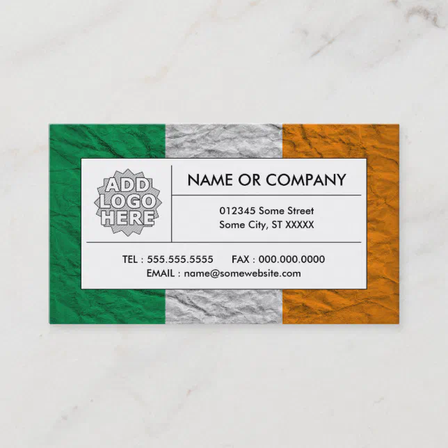 ireland flag business card | Zazzle