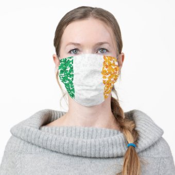 Ireland Flag made up of Little Shamrocks Adult Cloth Face Mask | Zazzle