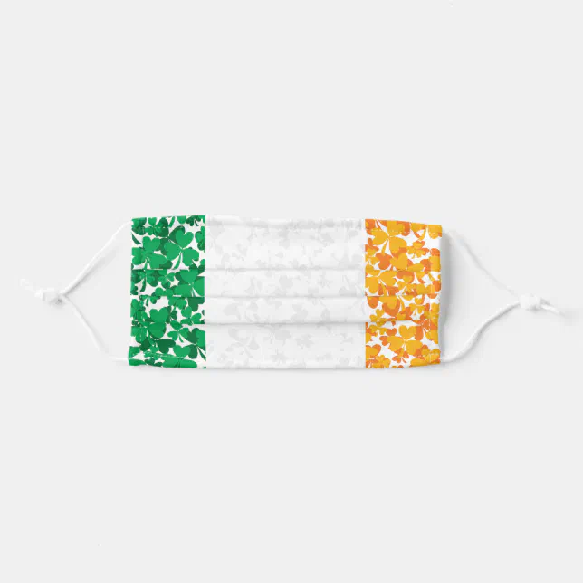 Ireland Flag made up of Little Shamrocks Adult Cloth Face Mask | Zazzle