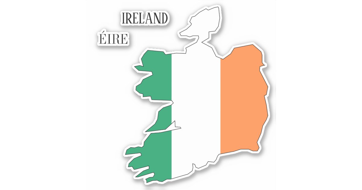 Ireland Flag Map Sticker | Zazzle