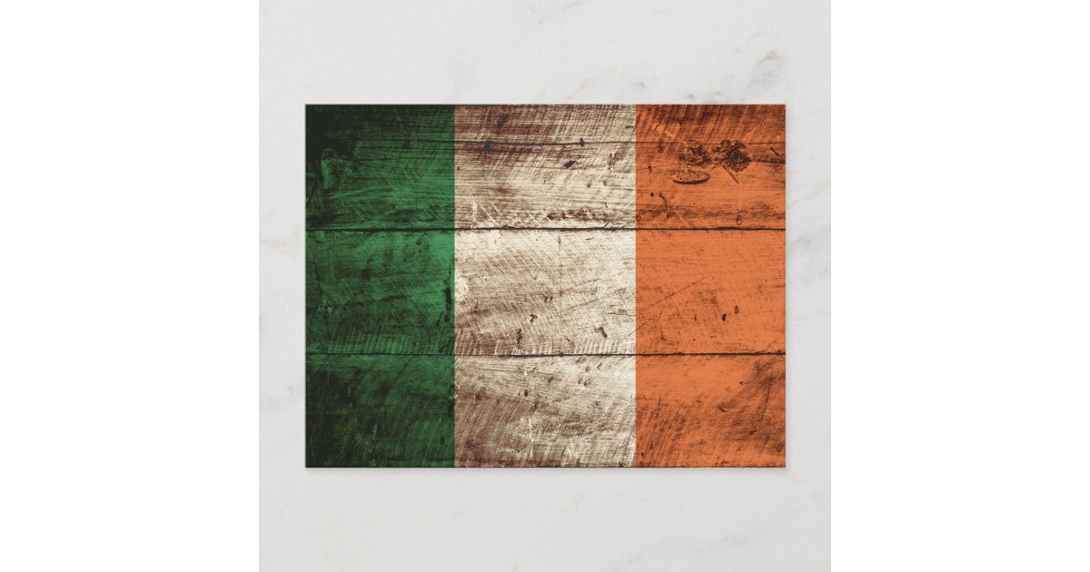 Ireland Flag on Old Wood Grain Postcard | Zazzle