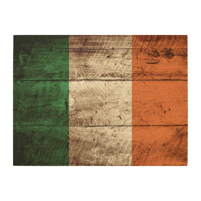 Ireland Flag on Old Wood Grain Wood Wall Decor | Zazzle