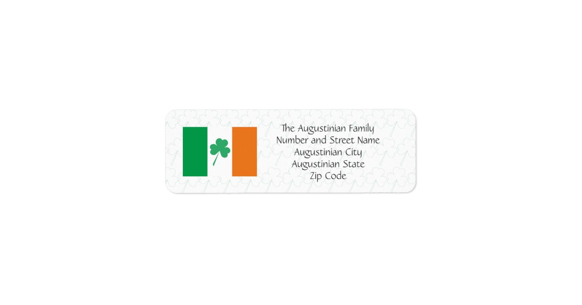 IRELAND FLAG Shamrock Custom Return Address Label | Zazzle
