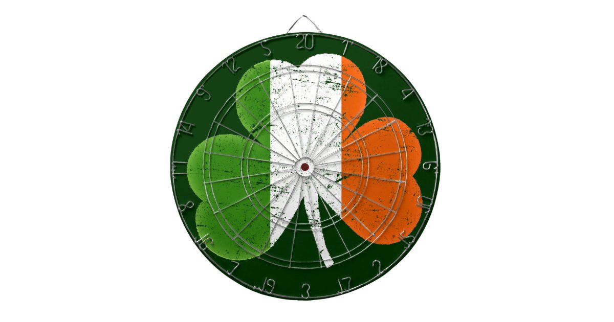 Ireland Flag Shamrock Dartboard With Darts | Zazzle