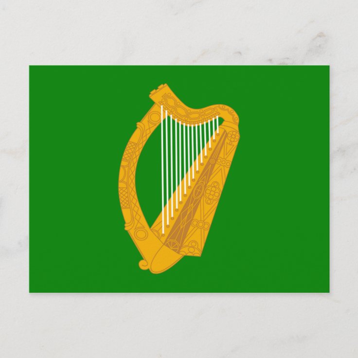 ireland green harp flag irish postcard | Zazzle
