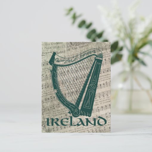 Ireland Harp Design, Irish Harp Postcard | Zazzle