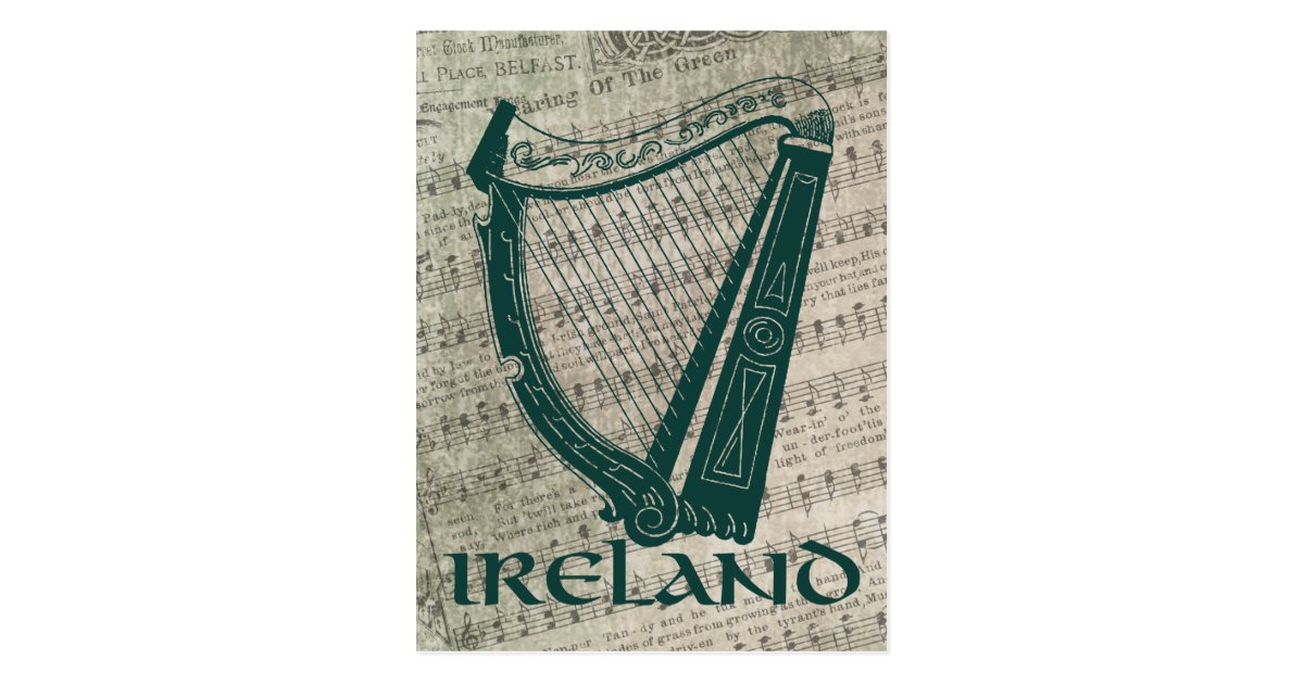 Ireland Harp Design, Irish Harp Postcard | Zazzle.com