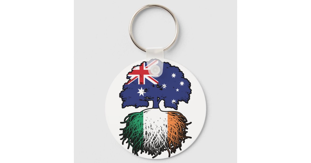 Ireland Irish Australian Australia Tree Roots Flag Keychain | Zazzle