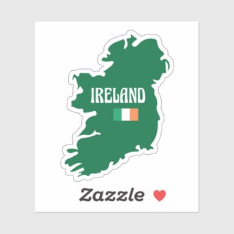 Ireland map outline with name and flag sticker | Zazzle