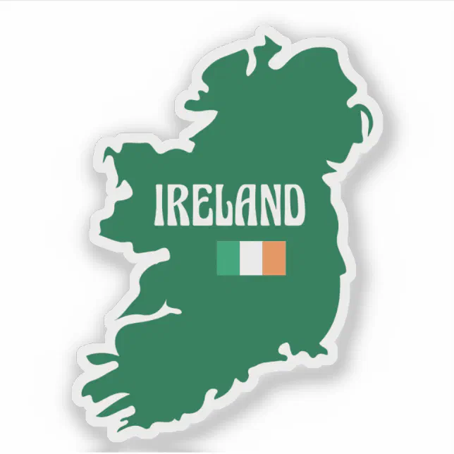 Ireland map outline with name and flag sticker | Zazzle
