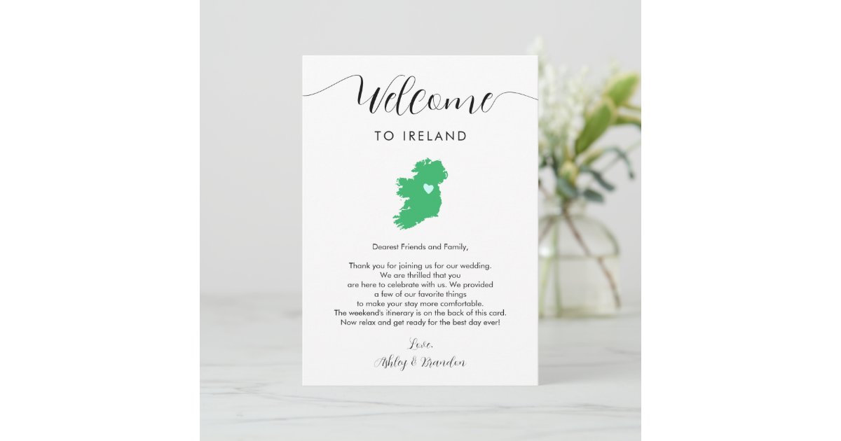 Ireland Map Wedding Welcome Letter Itinerary | Zazzle