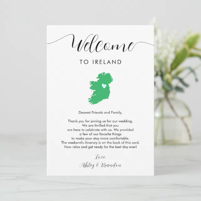 Ireland Map Wedding Welcome Letter Itinerary | Zazzle