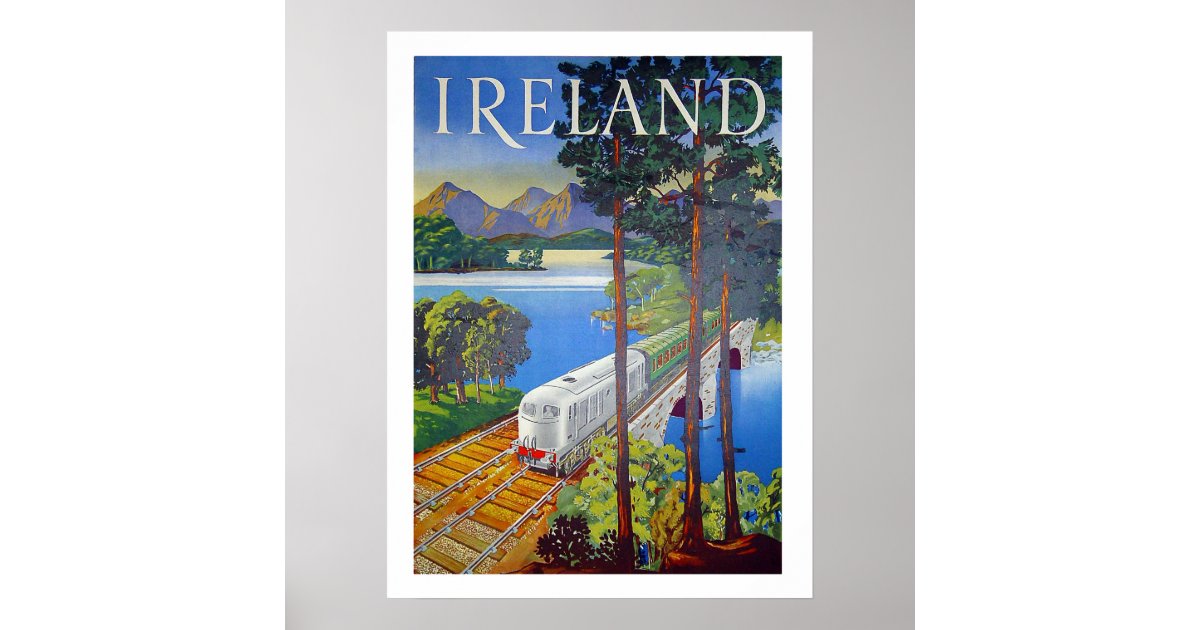 Ireland, railway, landscape view, vintage, travel poster | Zazzle